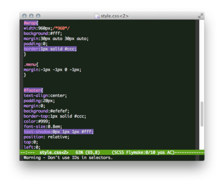 EmacsでCSSLINTを使ってリアルタイムでCSSの構文チェックをしてみる - 牌語備忘録 -pygo