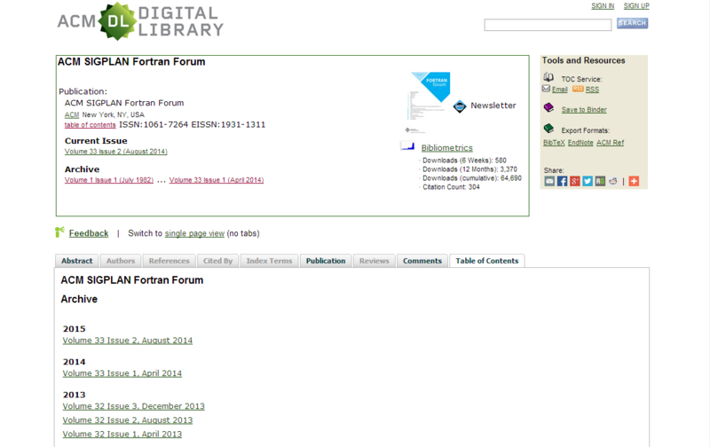 ACM SIGPLAN Fortran Forum 8月号 - fortran66のブログ