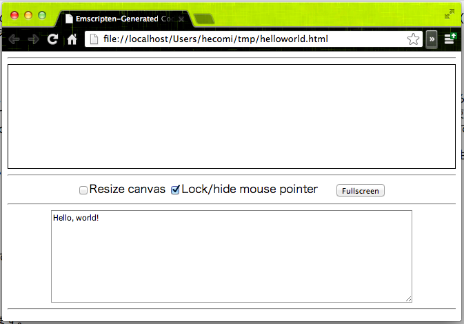 Emscripten で C の Hello World を Javascript に変換してみた 凹みtips