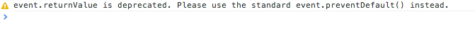 chromeでjQueryが「event.returnValue is deprecated. Please use the standard event.preventDefault ...