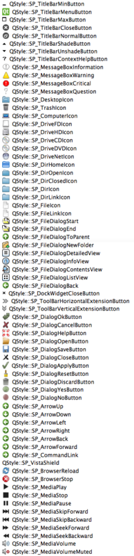 Qt デフォルトで使用可能な組み込みアイコン QStyle::StandardPixmaps - unstable diary