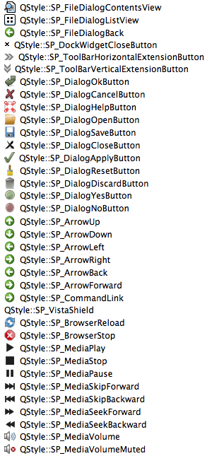 Qt デフォルトで使用可能な組み込みアイコン QStyle::StandardPixmaps - unstable diary