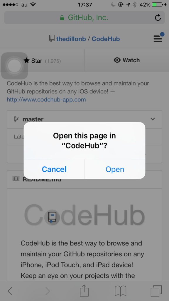 GitHubのページをCodeHubというiOSアプリで開く - @peccul is peccu