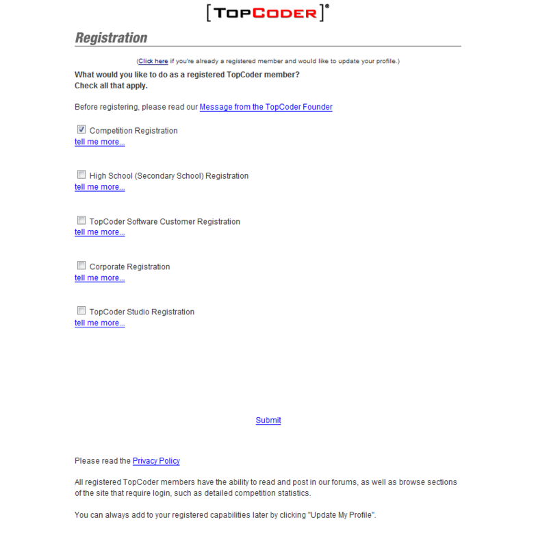 TopCoderアカウント登録、SRM(Single Round Match)解説 - ポクポク