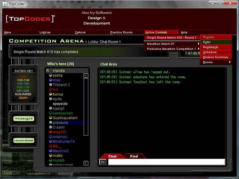 TopCoderアカウント登録、SRM(Single Round Match)解説 - ポクポク