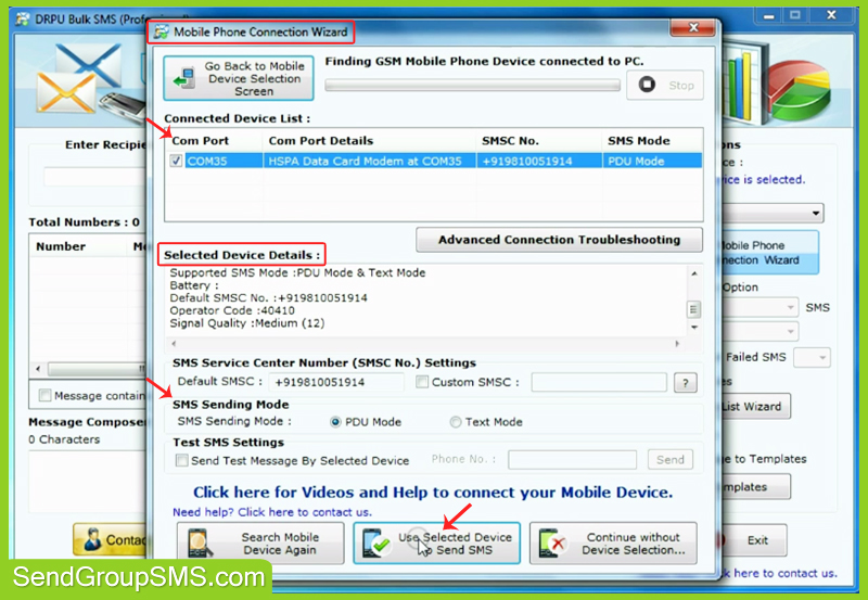 Procedure for Sending text SMS using MTNL 3G modem with DRPU Software - Send Group SMS Software