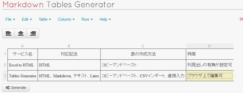 ブログの表作成にTables Generatorが便利！ExcelからMarkdown・HTML・テキストへ簡単変換できる - ちょろげ日記