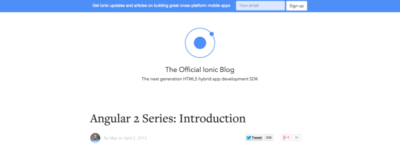 Ionic Blogで紹介されていたAngular 2 Series: Introductionを試してみました - tyoshikawa1106のブログ