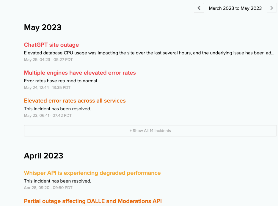 OpenAIの障害情報を確認する - BioErrorLog Tech Blog
