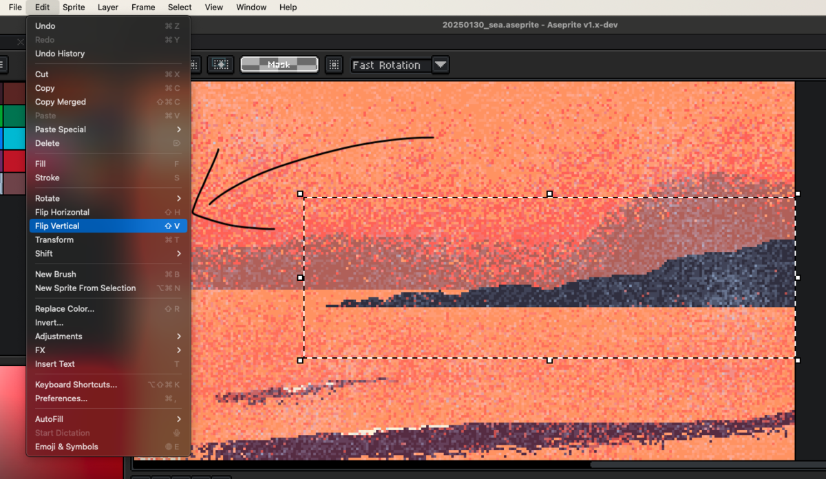 Flipping Selected Areas in Aseprite - BioErrorLog Tech Blog (en)
