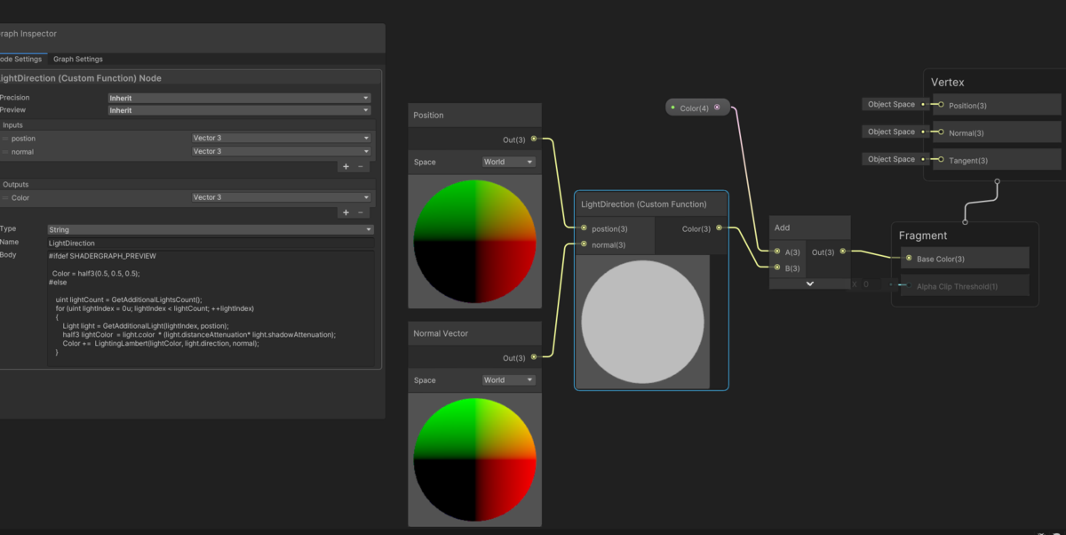 【Unity】ShaderGraphでポイントライト等のライトを使用する - 武0武/blog