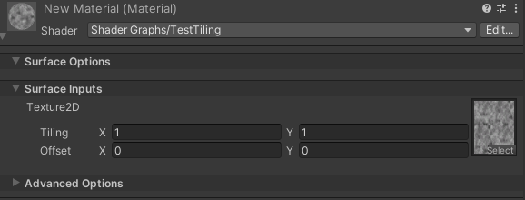 【Unity】ShaderGraphのTexture2DプロパティからTilingとOfsetを設定する - 武0武/blog