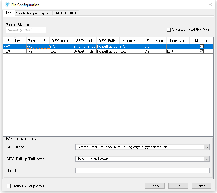 STM32F303K8 GPIO 外部イベント割り込み - CCWO Embedded Space