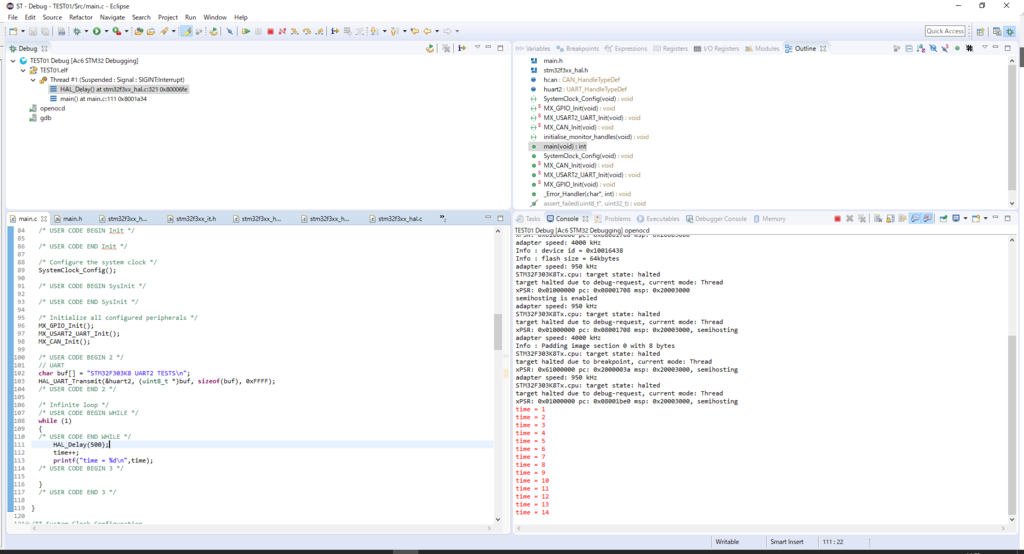 STM32F303K8 semihosting - CCWO Embedded Space