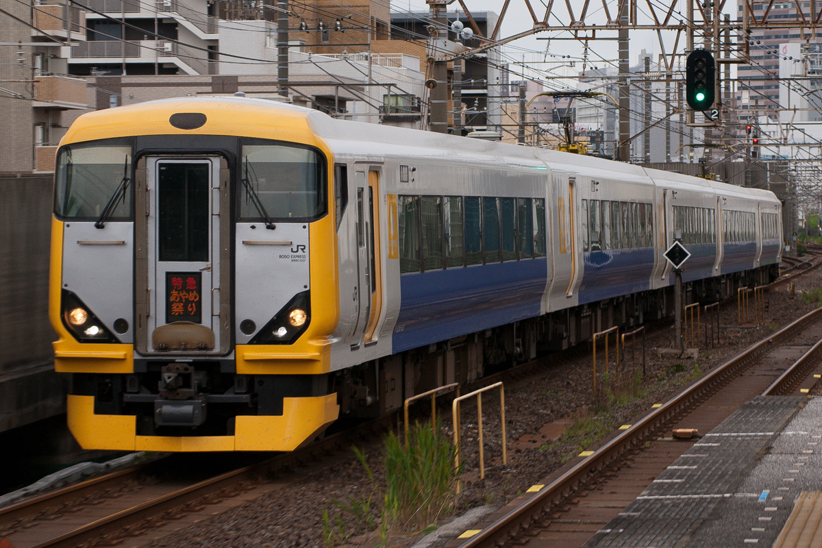 総武線撮影記。E257系臨時特急「あやめ祭り」「新宿さざなみ」とE217系・E259系・209系も。 - ひがなり雑記帳