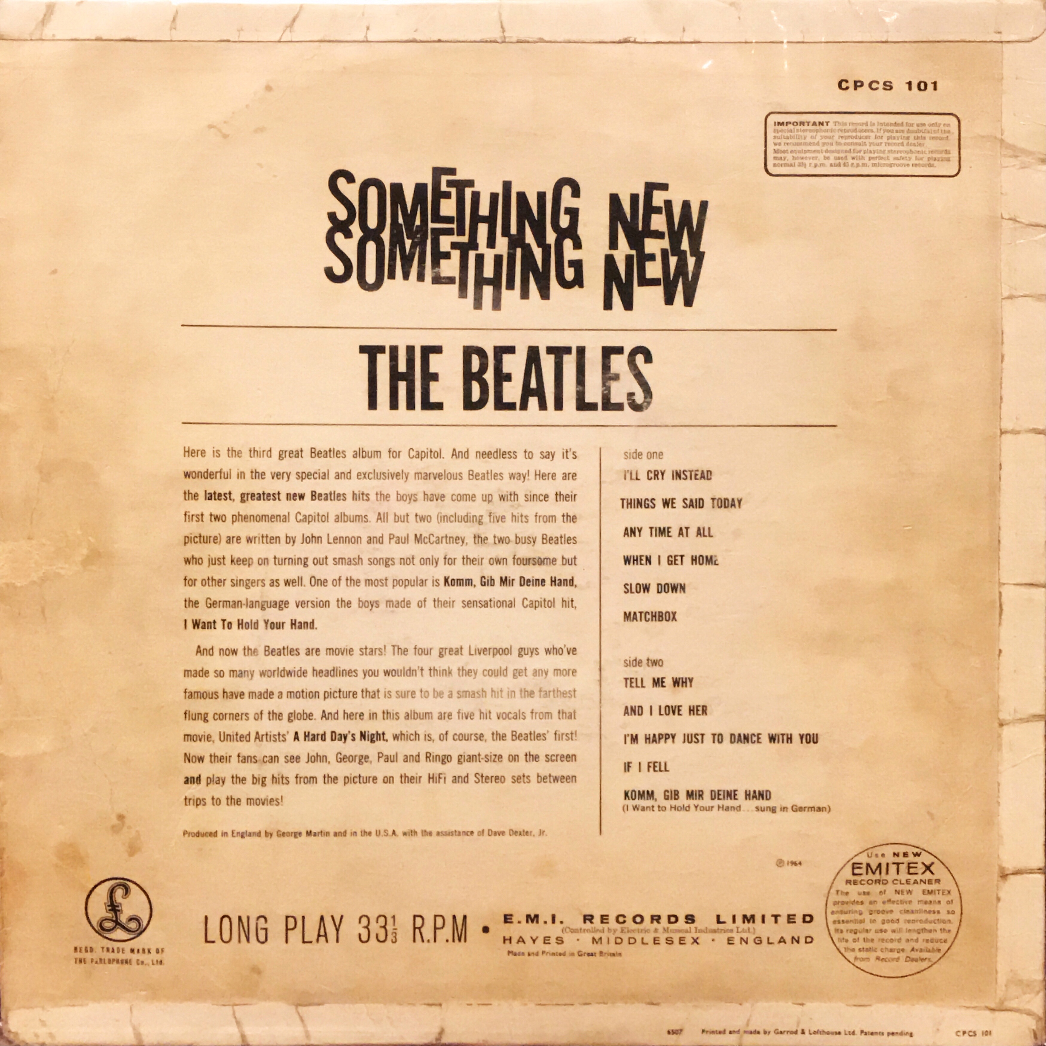 Something New / The Beatles【UK Export 盤(ステレオ)、US盤(ステレオ)】 - レコード評議会