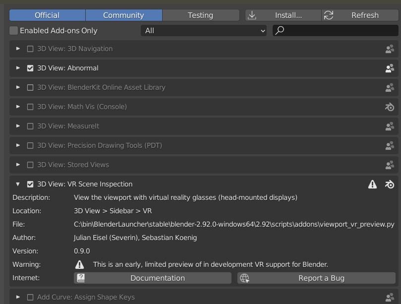 BlenderでVR scene inspectorを使う（2.91〜） - D9speedの日記