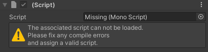 【Unity】Player.Logの「The referenced script on this Behaviour (Game Object '') is missing!」の消去方法 ...