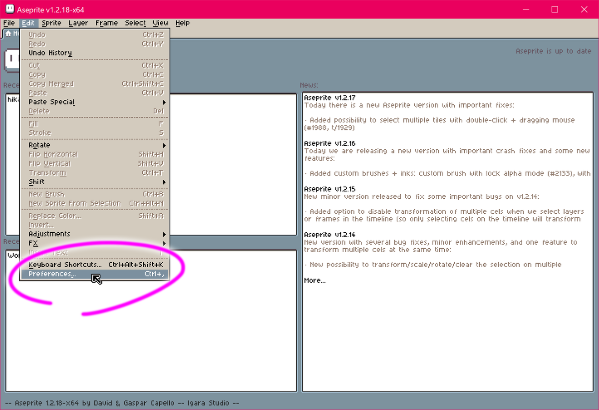 Aseprite の UI を見やすくする - GIGA CREATION Blog
