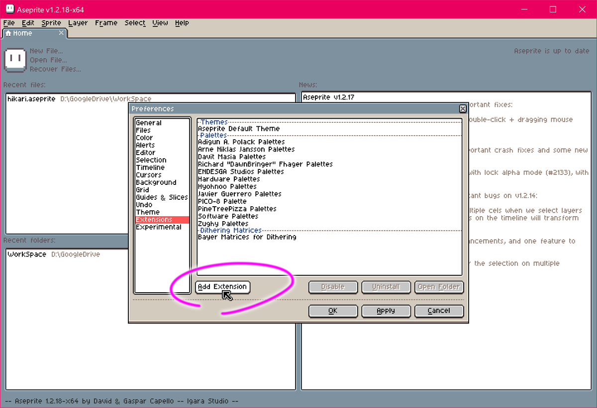 Aseprite の UI を見やすくする - GIGA CREATION Blog