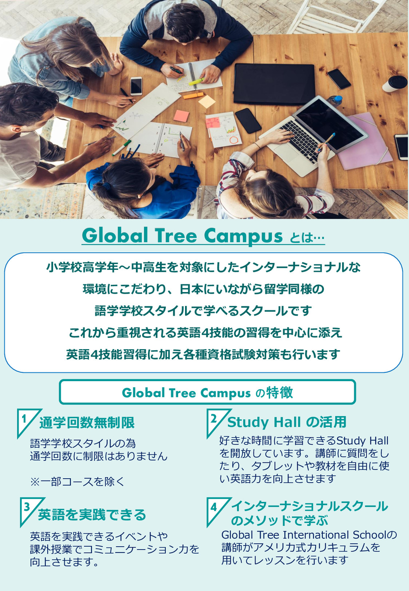 《小学5年～高校生対象》Global Tree Campus オープンのお知らせ★☆ - Global Tree インターナショナルスクール