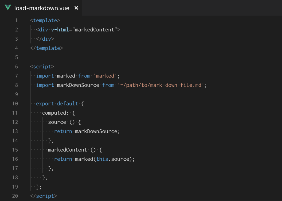 Vue.jsでMarkdownファイルを読み込んでHTMLにして表示する - Hiroto's diary