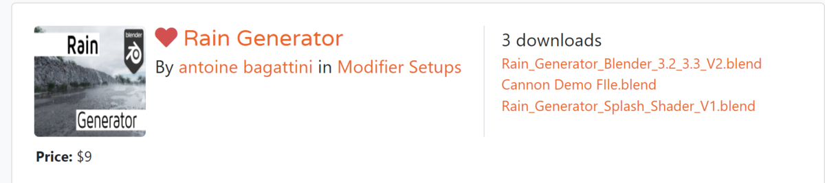 Blenderでシーンに雨を降らせるアドオンRain Generatorを使用する - 夜風のMixedReality