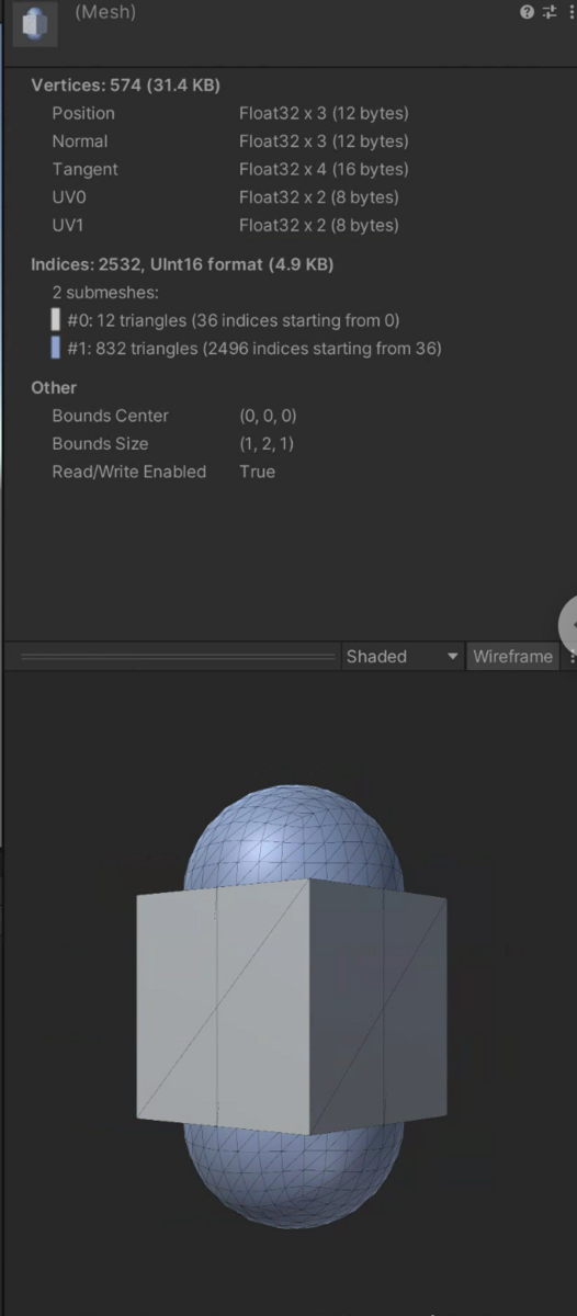 Unityで2つのメッシュオブジェクトを一つの新たなメッシュに統合する - 夜風のMixedReality