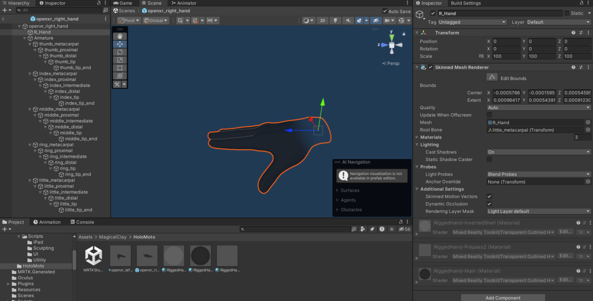 MRTK3でHandTrackingのモデルのマテリアルを変える - 夜風のMixedReality