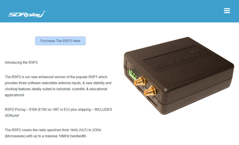 SDRPlay RSP2 導入記(1) 注文しました！ - 無線のムに濁点 JH8RZJ