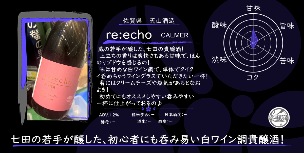 【水曜日の甘口一杯】re:echo CALMER【FUKA🍶YO-I】 - 如月ささらの今日の一杯
