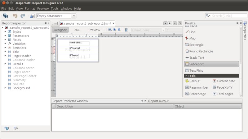 JasperReports／iReportで、サブレポートを作成する - CLOVER🍀