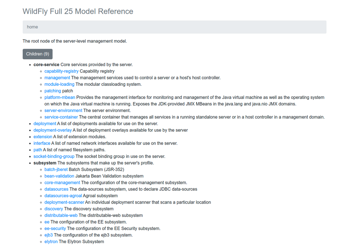 WildFlyの設定や操作、ログメッセージなどがまとめられているModel Referenceについて - CLOVER🍀
