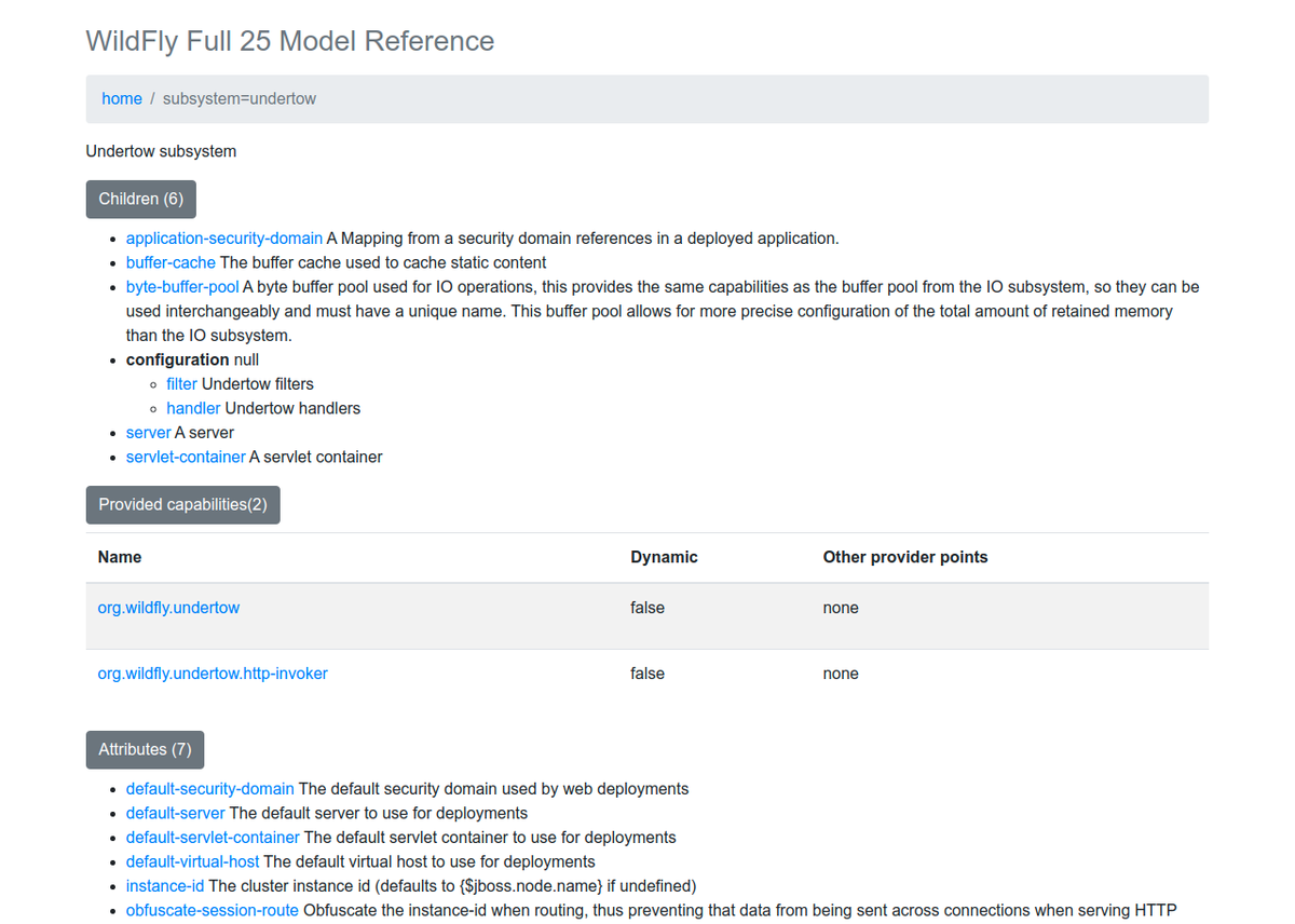 WildFlyの設定や操作、ログメッセージなどがまとめられているModel Referenceについて - CLOVER🍀