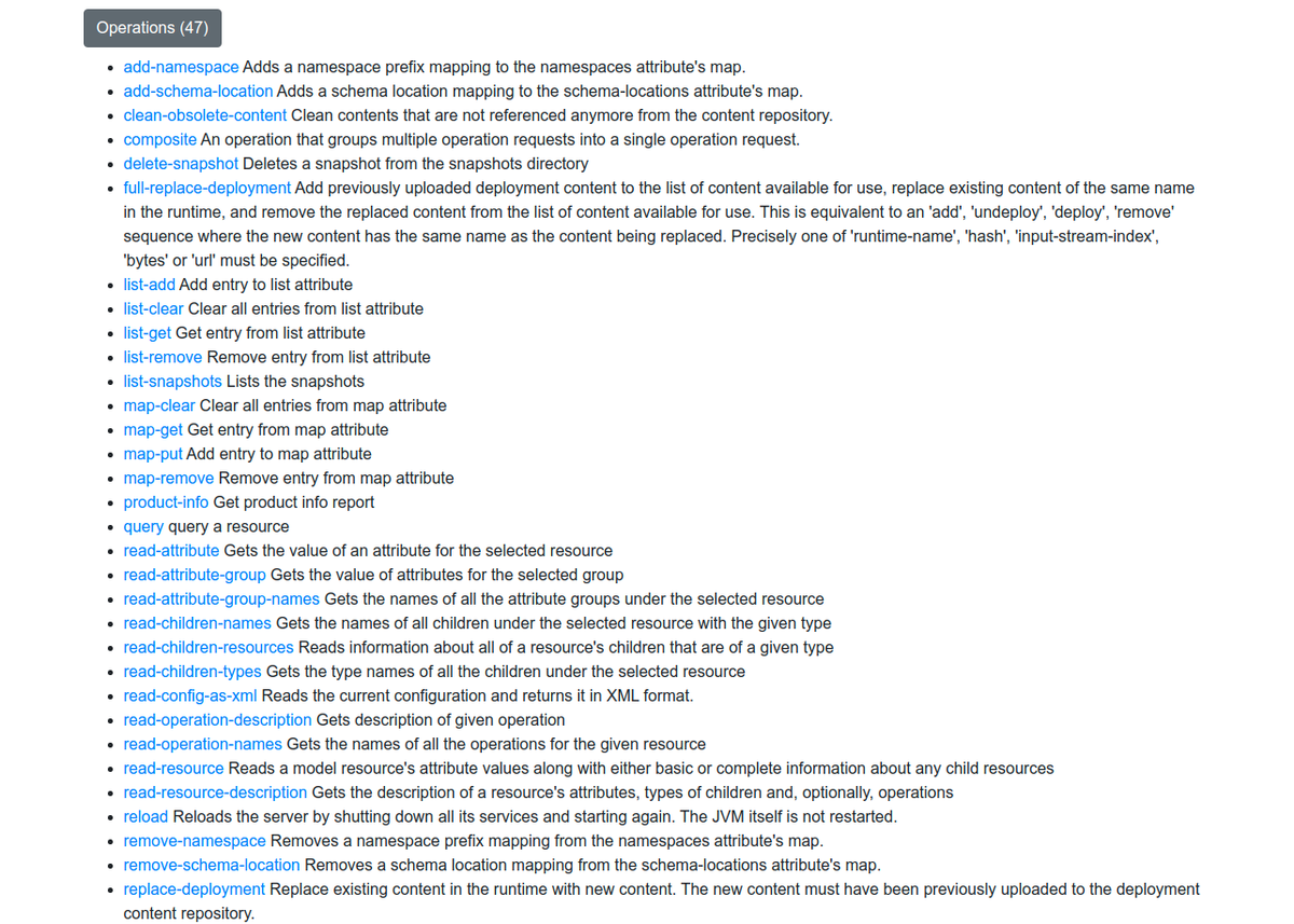WildFlyの設定や操作、ログメッセージなどがまとめられているModel Referenceについて - CLOVER🍀