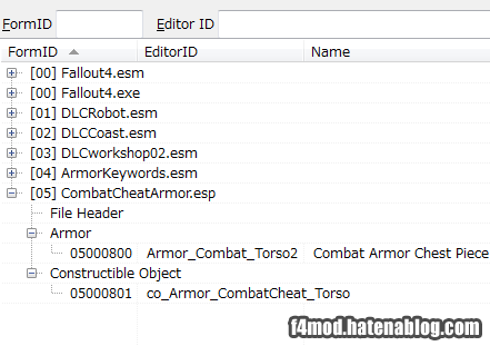 【Fallout4】FO4Editの使い方 - プラグインの構造を調べる - - Fallout箱庭DIY
