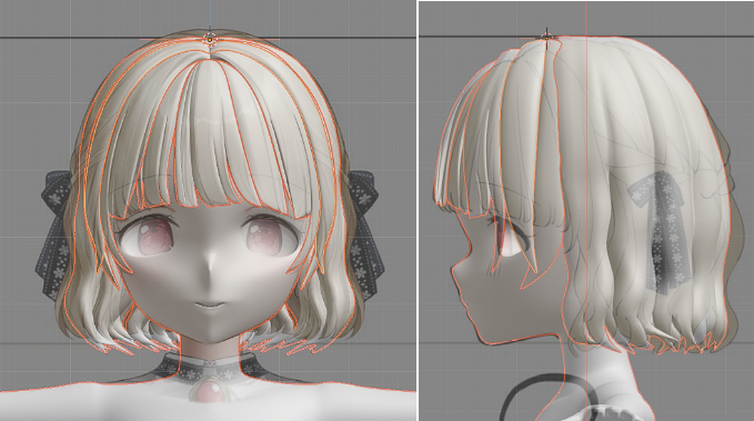 #047_Blenderで3Dモデリング(前髪_後髪)【小雀ととさん_Vtuberファンモデル】 - てさぐり3Dモデリング