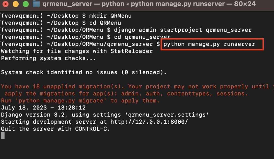 Django3.2 | 02 | QRオーダーシステムの構築 | Djangoのインストールとプロジェクト作成 - 学生向けプログラミング入門 | 無料