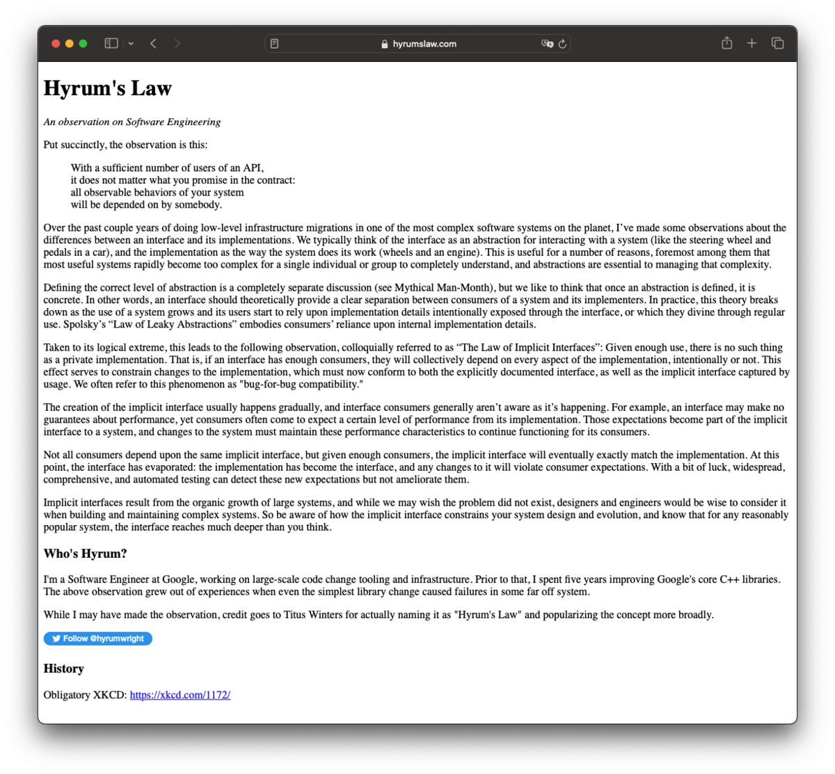 Hyrum's Law (The Law of Implicit Interfaces) について - A Memorandum