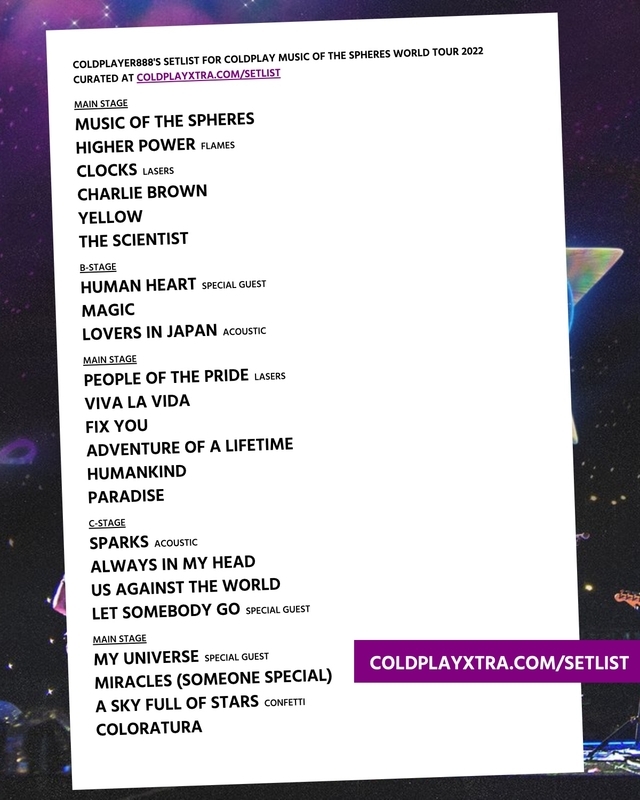 Coldplay World Tour 2022 Setlist を考えてみた - 文系男子