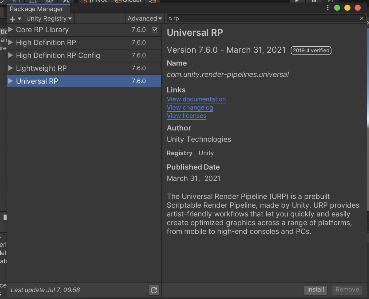 【Unity】URP（Universal Render Pipeline）の導入方法 - シェーダーTips