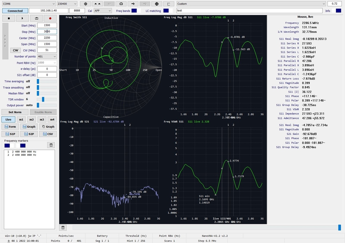 LiteVNA が動作する PC アプリ NanoVNA-App - ぱなりラボラトリー通信