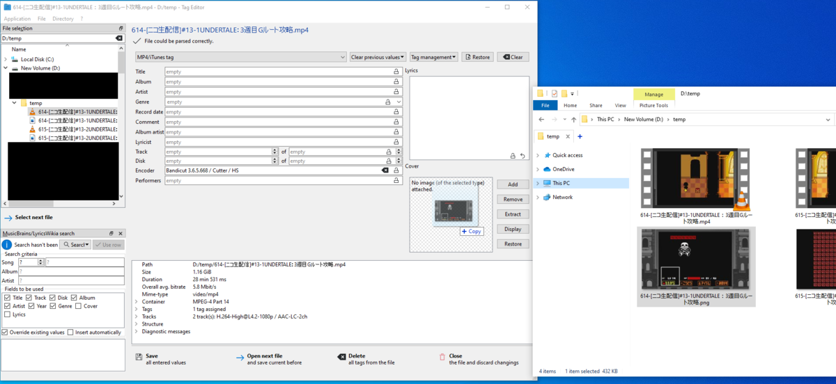 tageditorでWindowsのエクスプローラーで表示される動画のサムネイルを変更する - so2akt’s technical diary