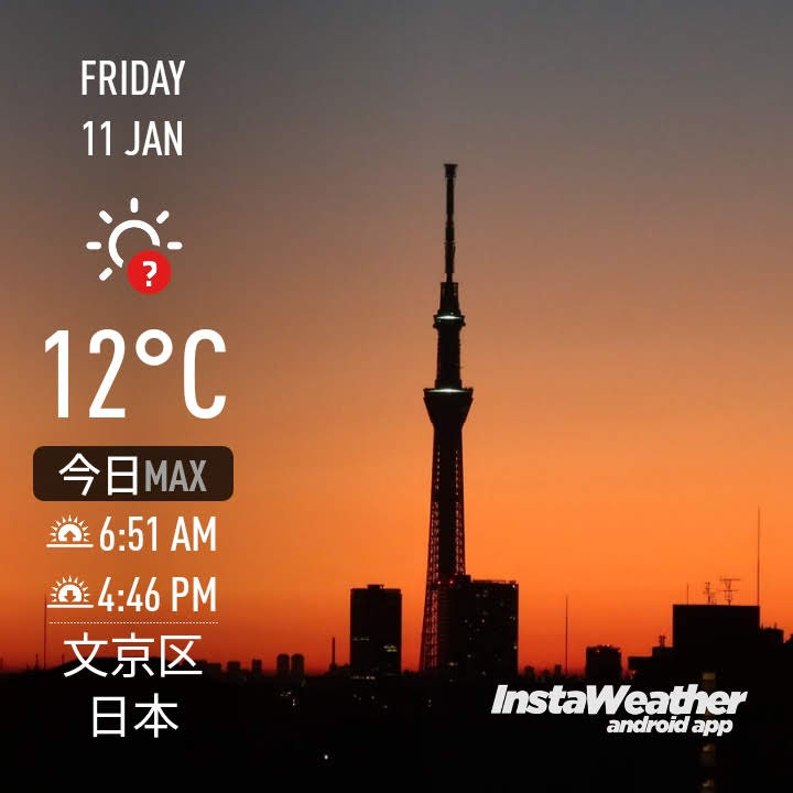 Instaweather：2019-01-11〜01-15 - 六月の雪（更新停止中）