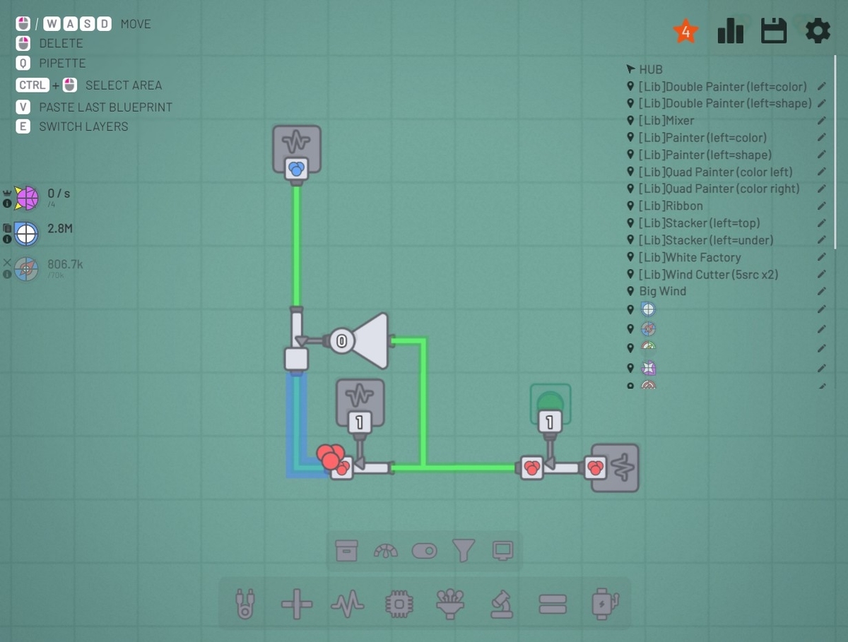 【shapez】回路いろいろ - 白黒地帯