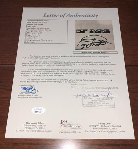 Rare Pop Smoke Signed Meet The Woo Vol 2 Cd Album Photo Rapper ...