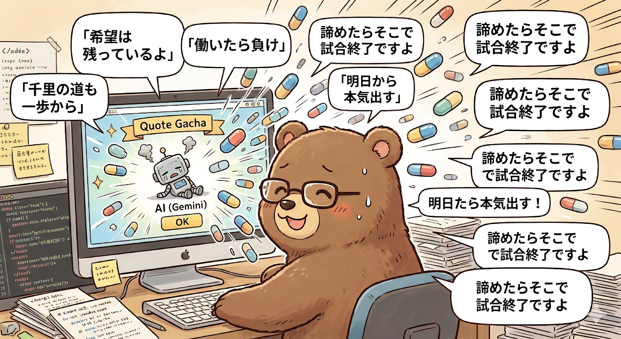 今日の一言ガチャを作った理由｜名言・迷言ランダム生成の開発記録 - T-Kumaの発達障害アラフォーがFIREを目指すブログ～The ...