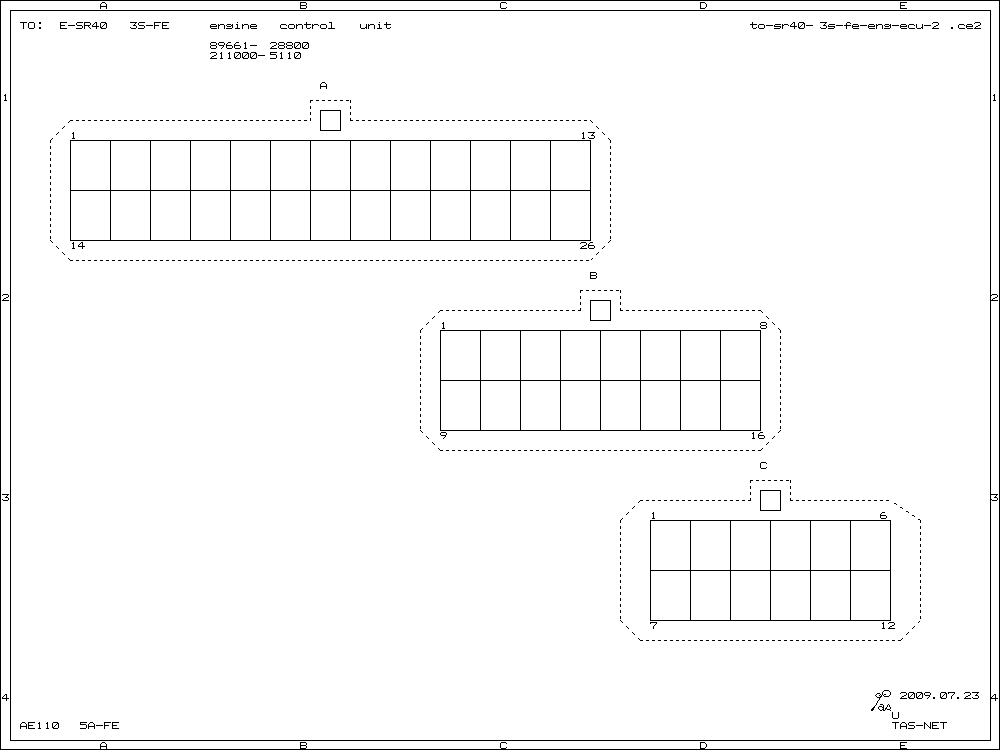 TO:E-SR40:3S-FE:ENG-ECU:Engine Control:PIN OUT:ピン配列:89661-28800: - TAS ...