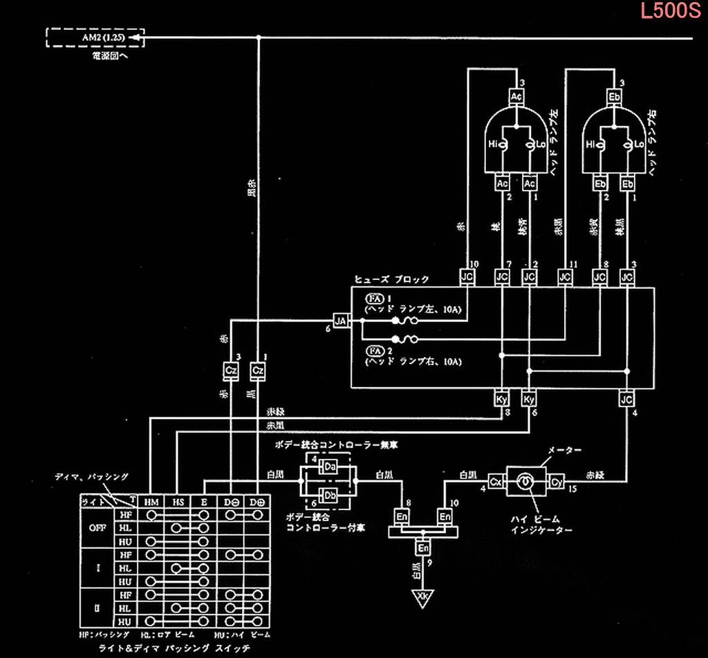 DA:L500S:AUDIO:pin out:86120-87284:SU:39101-78A50:端子図:Head Lamp Circuit WD:配線図 - TAS-netの日記