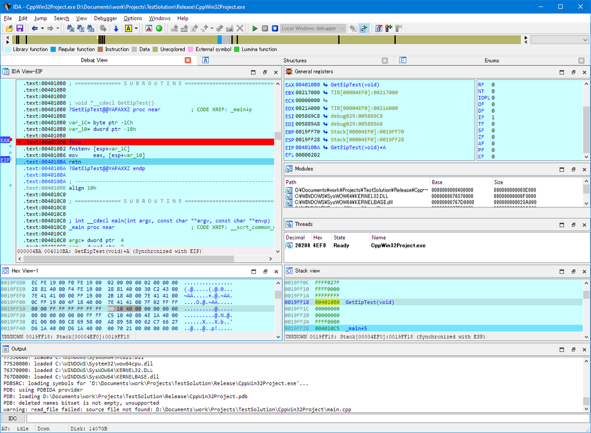WinDbgの旧バージョンではfnstenv結果のFIPが0固定になるらしい - プログラム系統備忘録ブログ